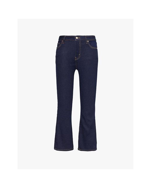 FRAME Le Crop Mini-Bootcut Stretch-Denim Jeans in Blue | Lyst