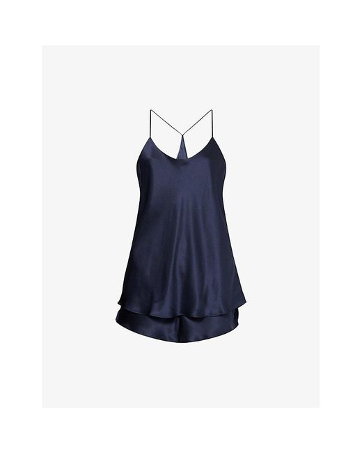 Olivia Von Halle Bella Silk Satin Camisole Set in Blue | Lyst