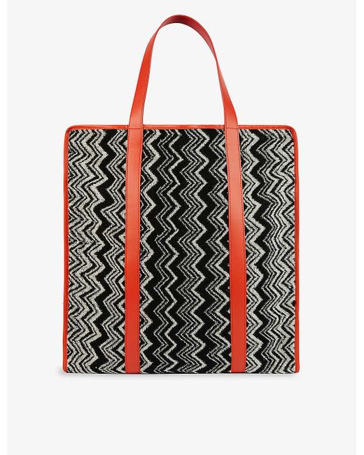 Missoni Keith Zig-zag Cotton Tote Bag in Red | Lyst Missoni Keith Zig-zag Cotton Tote Bag in Red | Lyst