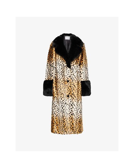 Stand Studio Filippa Leopard-Print Faux-Fur Coat in Metallic | Lyst UK
