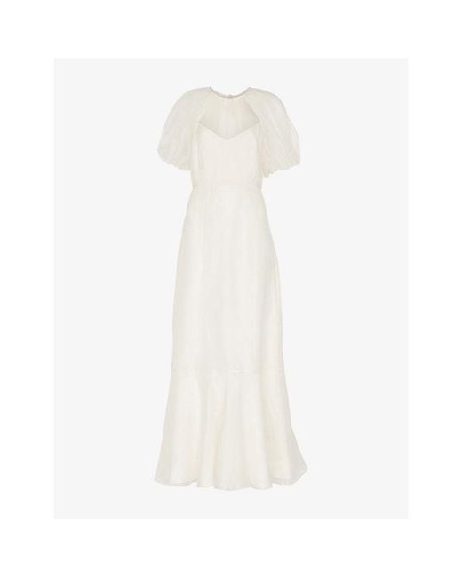 Whistles Sabrina Puff-Sleeve Silk Wedding Dress in White | Lyst UK
