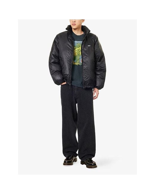 Obey Echo Logo-Embroidered Puffer Jacket in Blue for Men | Lyst UK