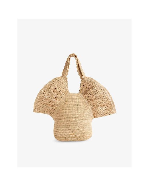 Zimmermann Ruffle-Shape Raffia Tote Bag in Natural | Lyst