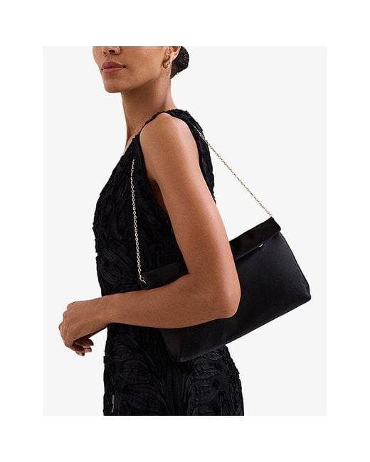 Phase Eight Rollover Satin Clutch Bag in Black | Lyst UK
