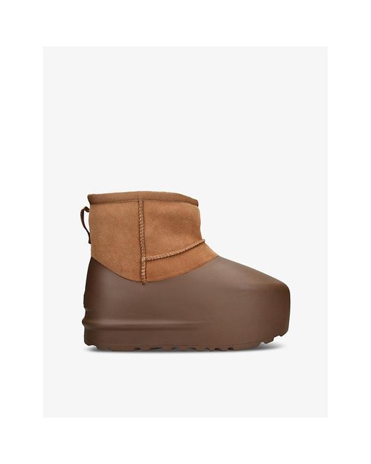 UGG Classic Mini Pumped Molded Suede Boots in Brown | Lyst