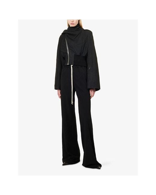 Rick Owens Scarf Flight Suede Bomber Jacket in Black | Lyst UK