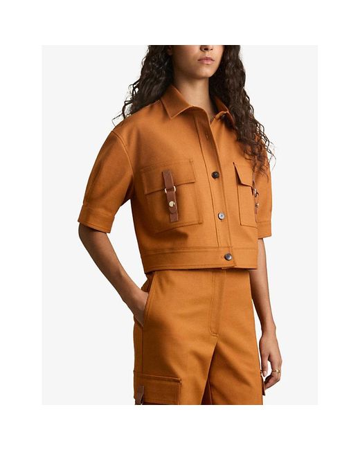 Reiss Mariane Cargo Cropped Top in Brown | Lyst