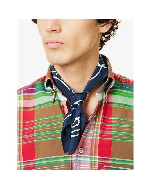 Drake's Rope Border Polka-Dot Silk Bandana in Blue for Men | Lyst