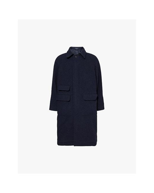 Drake's Raglan-Sleeves Knitted Relaxed-Fit Wool Coat in Blue for Men | Lyst