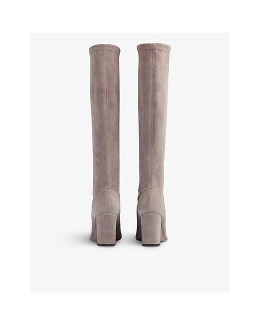 LK Bennett Cre- Carter Block-Heel Suede Knee-High Boots in Brown | Lyst