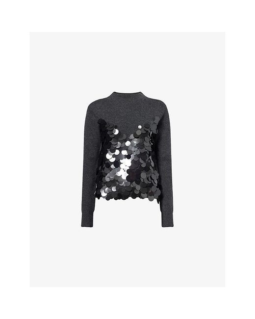 Sacai Sequin-Embellished Wool Jumper in Black | Lyst UK