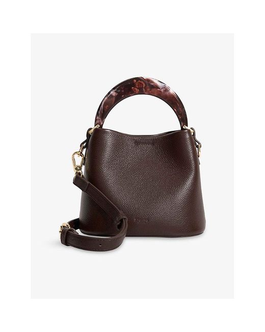 Dune Dharla Moulded-Handle Leather Handbag in Brown | Lyst UK