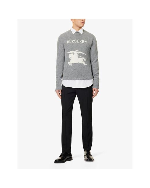 Burberry Logo-Embroidered Crew-Neck Wool And Cashmere-Blend Jumper in ...