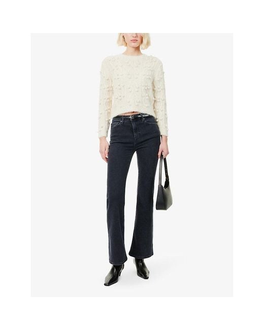 FRAME Le Easy High-Rise Flared Stretch-Denim Jeans in Blue | Lyst