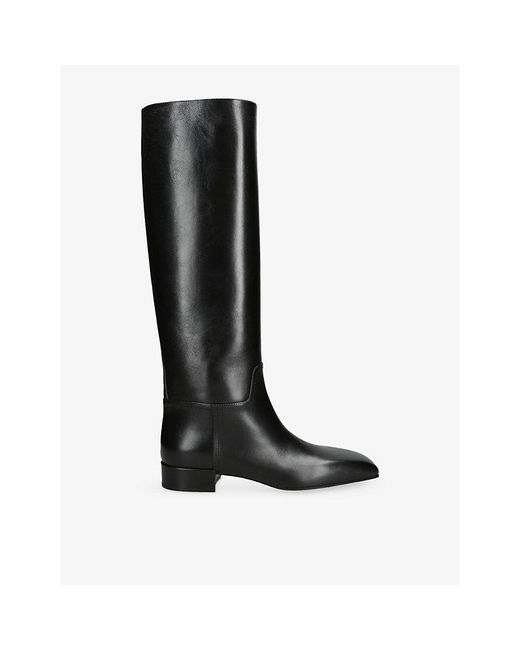 Christen Square-Toe Leather Knee-High Boots in Black | Lyst UK