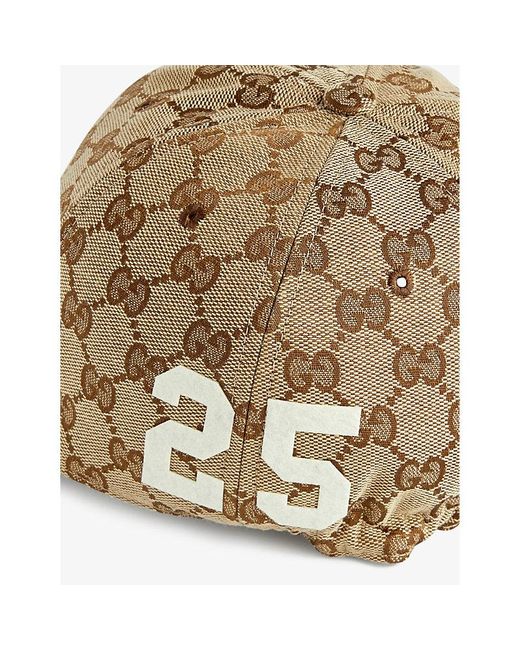 Gucci Monogram-pattern Brand-print Woven Cap in Natural | Lyst