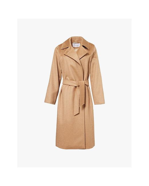 Max Mara Manuela Two-Slip Pockets Relaxed-Fit Wool Coat in Natural ...