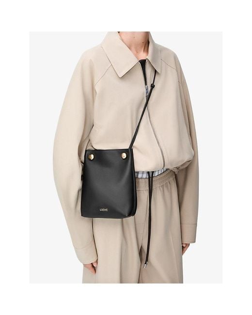 Loewe Pebble Branded Leather Cross-Body Pouch in Black | Lyst UK
