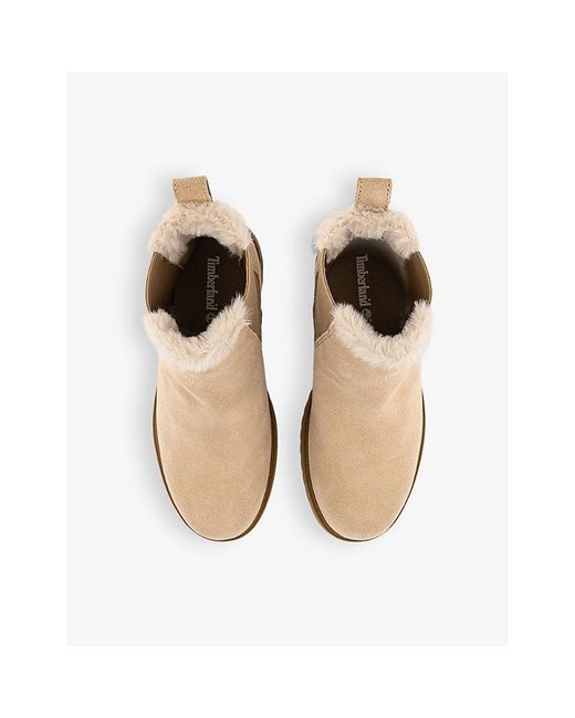 Timberland Lyonsdale Faux Fur-Lined Suede Chelsea Boots in Natural | Lyst