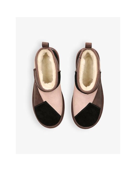 UGG Classic Ultra Mini Patchwork Re-Imagined Suede Boots in Brown | Lyst