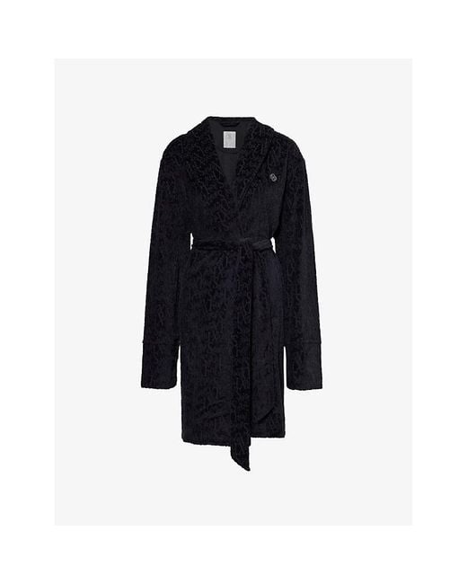 Savage x Fenty Signature Script Velour Robe in Blue | Lyst