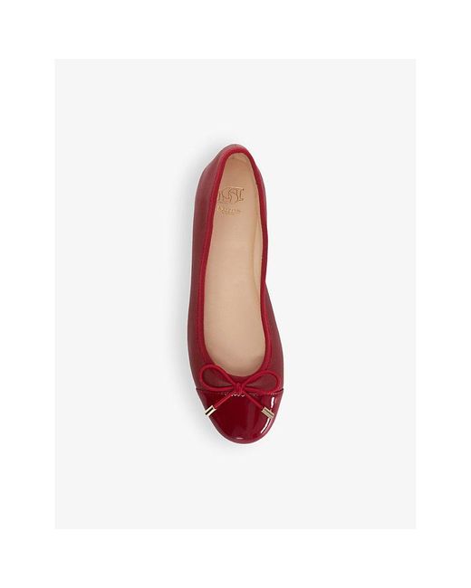 Dune Dark Leather Highest Toe-Cap Leather Ballet Pumps in Red | Lyst