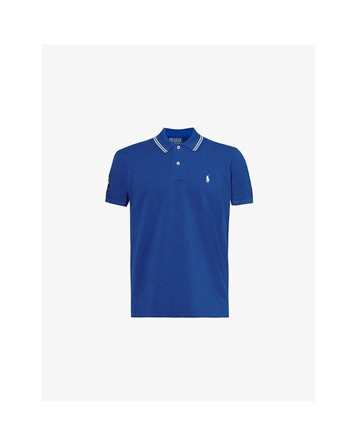 Polo Ralph Lauren X Wimbledon Brand-embroidered Cotton-piqué Shirt Xx in Blue for Men | Lyst