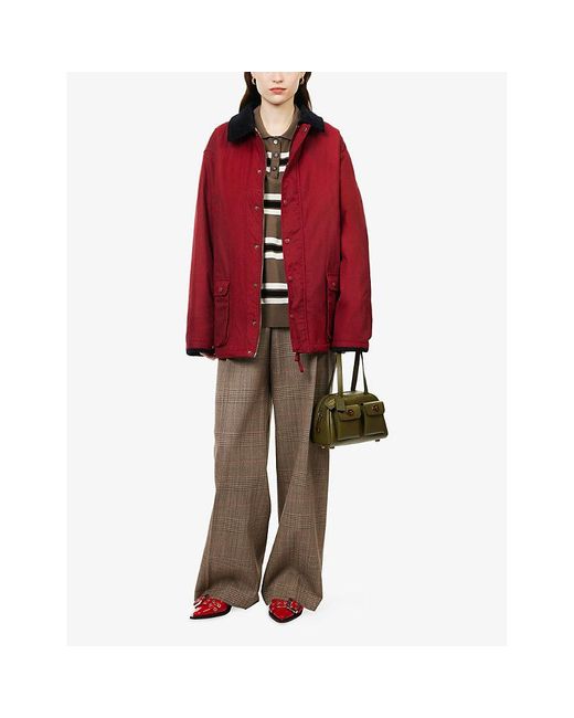 House Of Sunny The Waxed Relaxed-Fit Cotton Rain Jacket in Red | Lyst