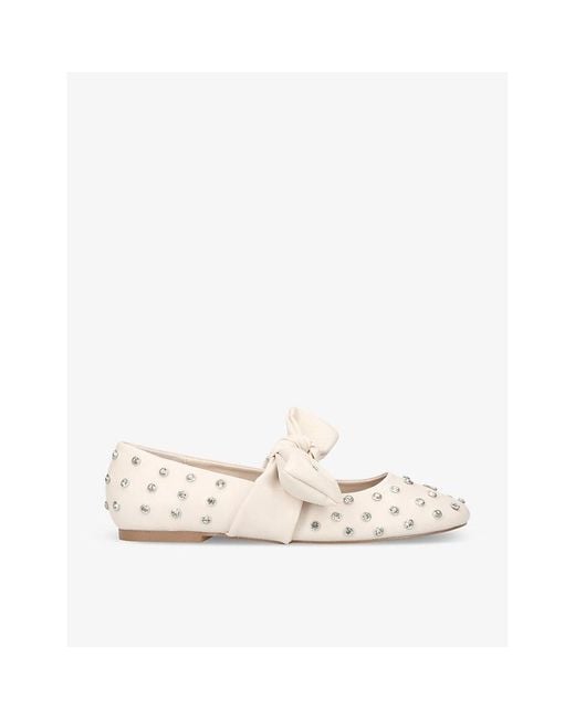 KG by Kurt Geiger Master Studded Faux-Leather Ballet Flats in Natural ...