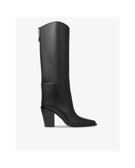 Jimmy Choo Cece Leather Heeled Knee-High Boots in Black | Lyst