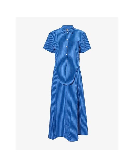 ME+EM 2-In-1 Fluid Stripe Woven Midi Dress in Blue | Lyst