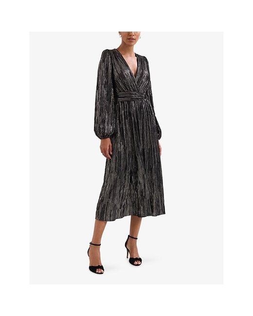 Phase Eight Emre Stripe Woven Midi Dress in Black | Lyst UK