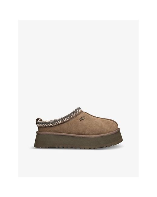 UGG Dark Tazz Logo-Debossed Suede And Shearling Slippers in Brown | Lyst UK