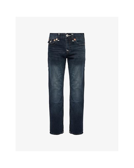 True Religion Ricky Exposed-Stitch Straight-Leg Relaxed-Fit Denim-Blend ...