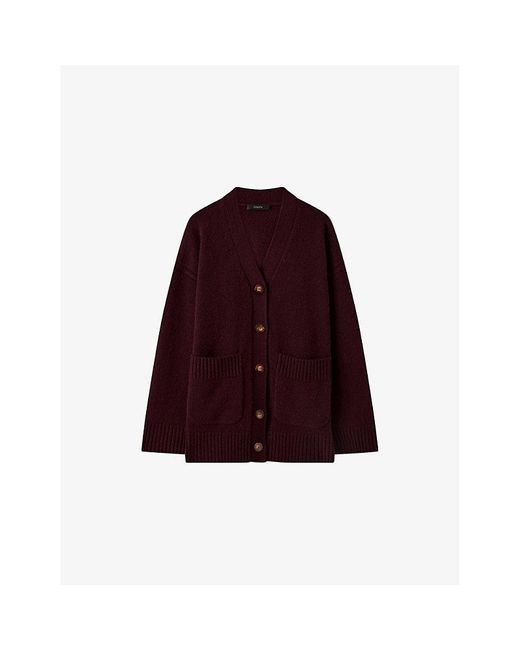JOSEPH Luxe Relaxed-Fit Cashmere Cardigan in Red | Lyst UK