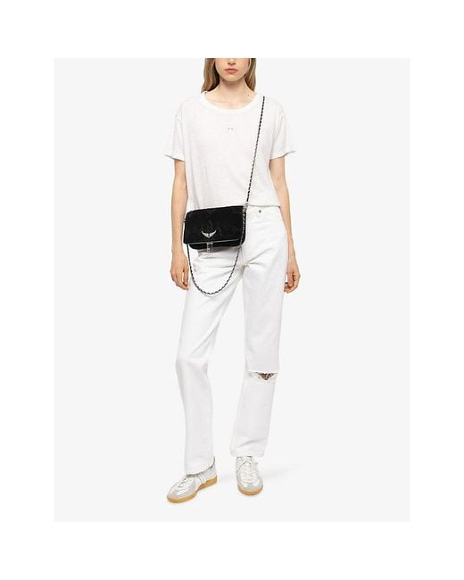 Zadig & Voltaire Rock Western Suede Clutch Bag in Black | Lyst UK