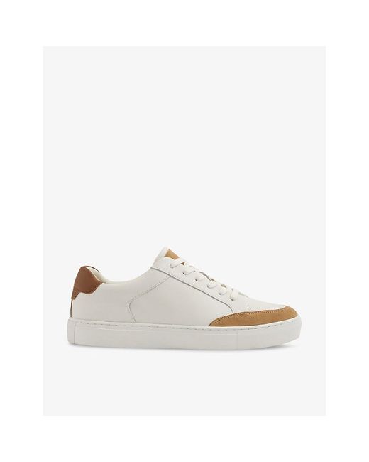 Reiss Ashley Logo-Embossed Leather Low-Top Trainers in White for Men | Lyst