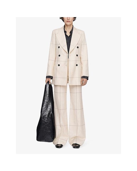 JOSEPH Leandre Checked Wool-blend Jacket in Natural | Lyst