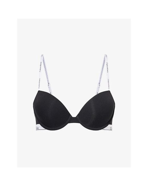Calvin Klein Icon Demi Cotton-Modal Jersey T-Shirt Bra in Black | Lyst UK