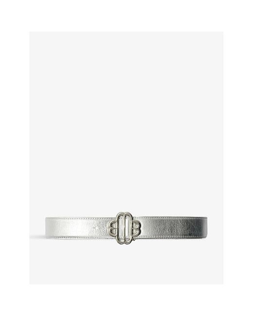 Maje Logo-embellished Metallic-leather Belt | Lyst