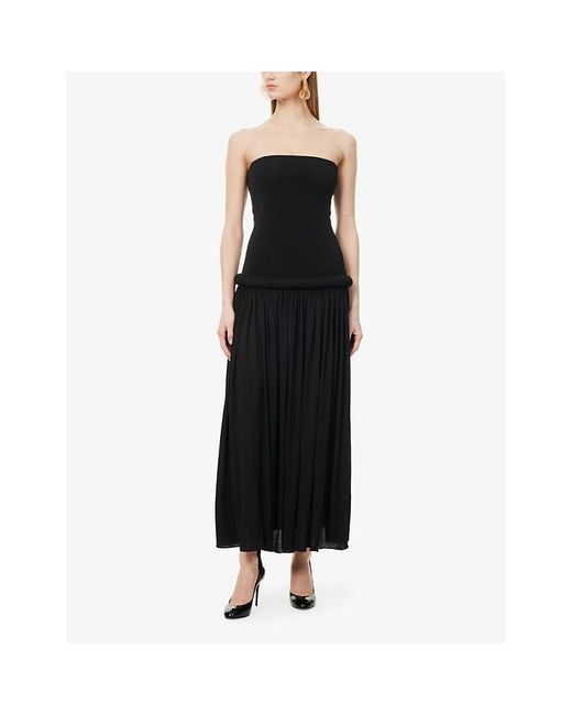 Alaïa Pipe Strapless Stretch-Woven Maxi Dress in Black | Lyst
