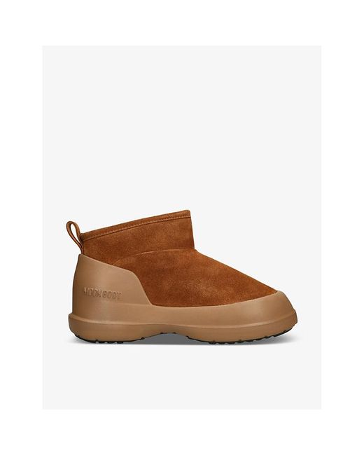 Moon Boot Luna Logo-Embossed Suede Ankle Boots in Brown | Lyst