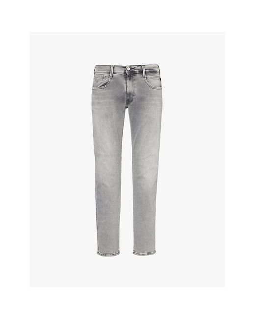 Replay Anbass Hyperflex Whiskering Slim-Leg Regular-Fit Stretch-Denim ...