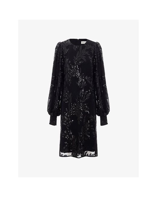Phase Eight Odette Sequin-Embellished Woven Mini Dress in Black | Lyst UK