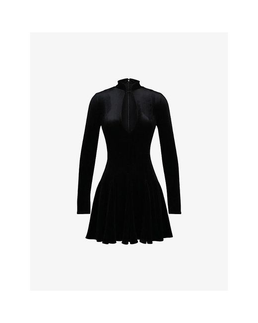 House Of Cb Stella Cut-Out Stretch-Velvet Mini Dress in Black | Lyst