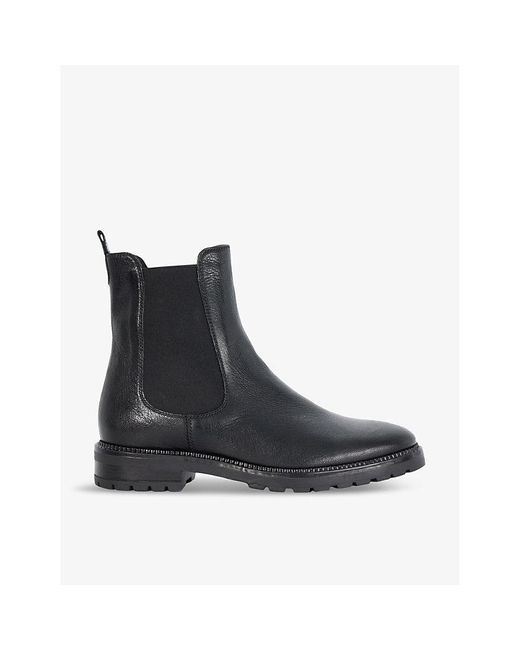 Dune Leather Poema Cleated-Sole Leather Chelsea Boots in Black | Lyst