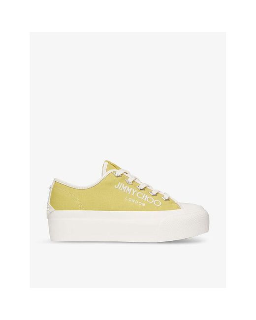 Jimmy Choo X Sunbleached Palma Maxi Logo-Embroidered Canvas Low-Top ...