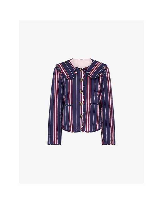 OMNES Peggy Stripe-Pattern Quilted Cotton Jacket in Purple | Lyst