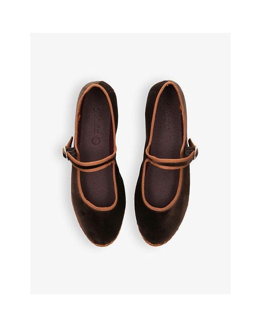 Flabelus Yoki Single-Strap Cotton Mary Jane Flats in Brown | Lyst