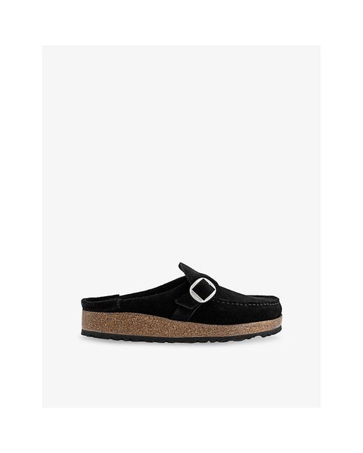 Birkenstock Buckley Square-Toe Suede Clogs in Black | Lyst